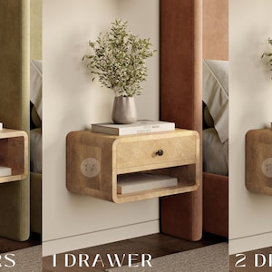 Farmhouse Floating Bedside Shelf With Drawer • Floating Wooden Shelf ...