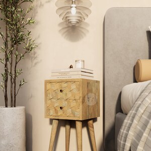 Tall Bedside Table With 2 Drawers High Bedside Table Funky Bedside ...