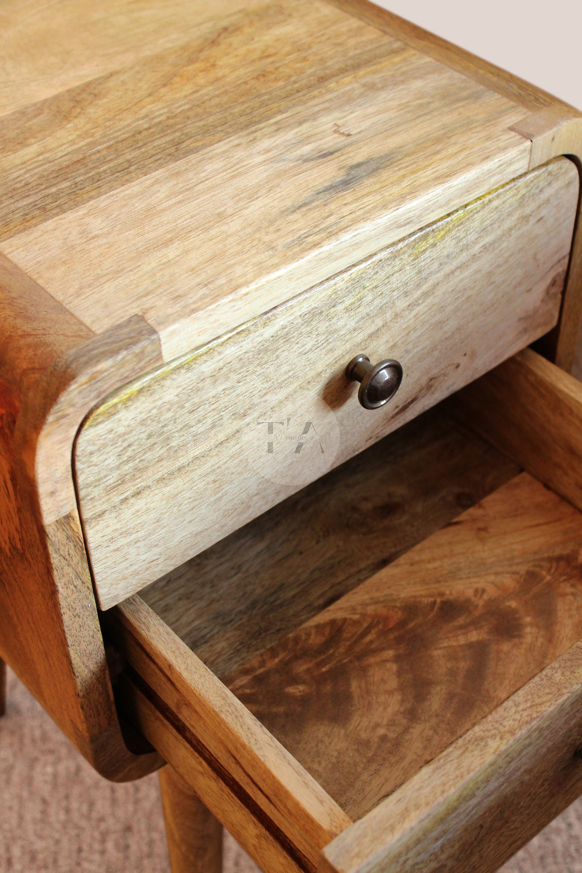 Narrow Wooden Bedside Table With Drawers Slim Curved Bedside - Etsy UK