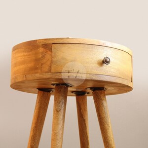 Round Side Table Wood With Drawer • Wooden Side Table Bedroom • Round ...