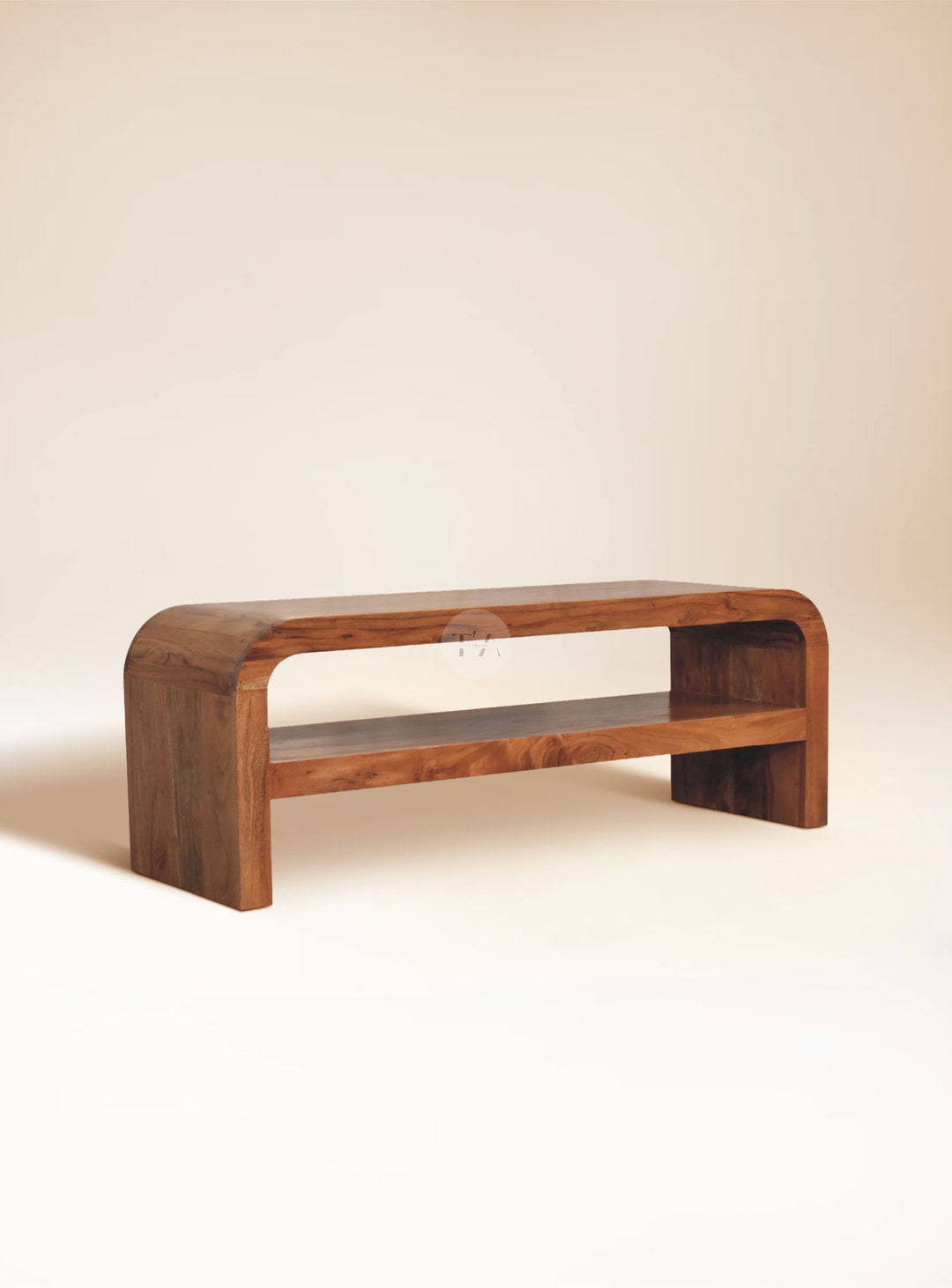 Curved Tv Stand With Soundbar Shelf Living Room Tv Stand Open Concept ...