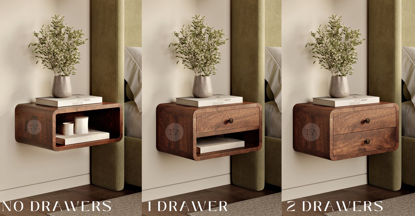 Minimalist Floating Nightstand Open Shelf • Floating Rectangular ...