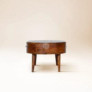 Round Coffee Table Dark Brown Coffee Table Rounded Corner Curved Wooden ...