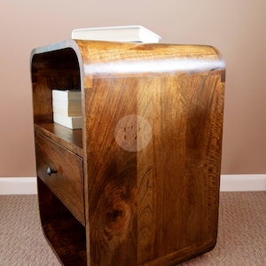 Bedside Table With Shelves • Curved Bedside Table Unique • Modern ...