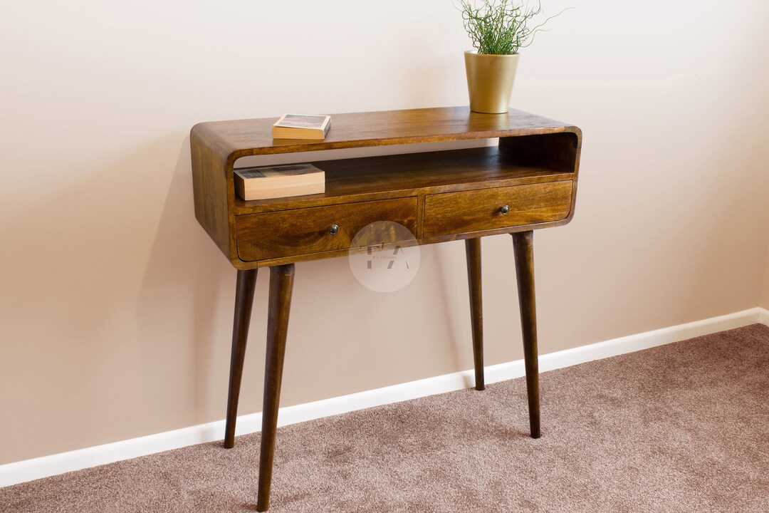 Mid Century Console Table With Drawers • Wooden Console Table With ...