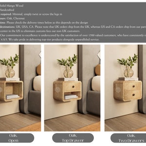 Narrow Floating Nightstand Solid Wood Shelf • Small Rustic Bedside ...