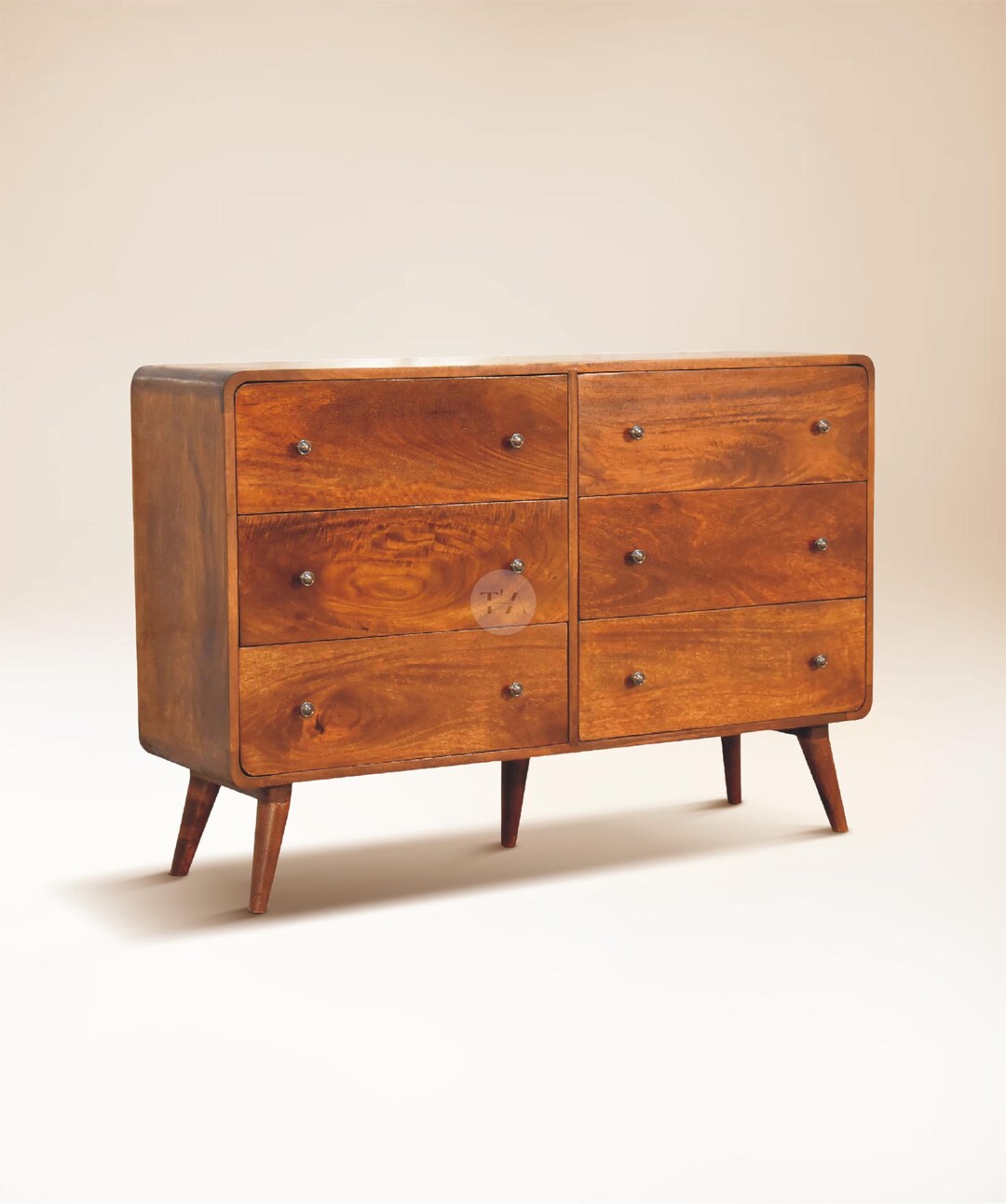 Breite Kommode mit Beinen Holz Holz 6 Schubladen Kommode Wohnzimmer ...