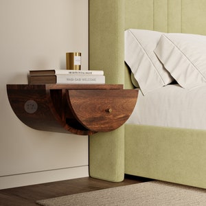 Curved Floating Bedside Table Arch • Mid Century Floating Nightstand ...