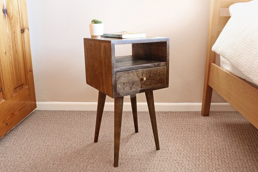 Bedside Table Grey Wood • Rustic Grey Bedside Table Small • Grey Side ...