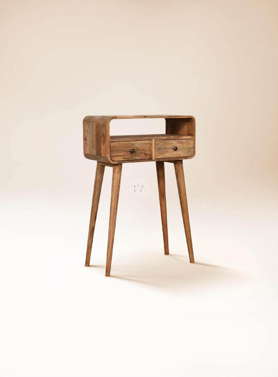 Slim Oak Console Table Cabinet Small Wooden Rustic Console Table 2 ...