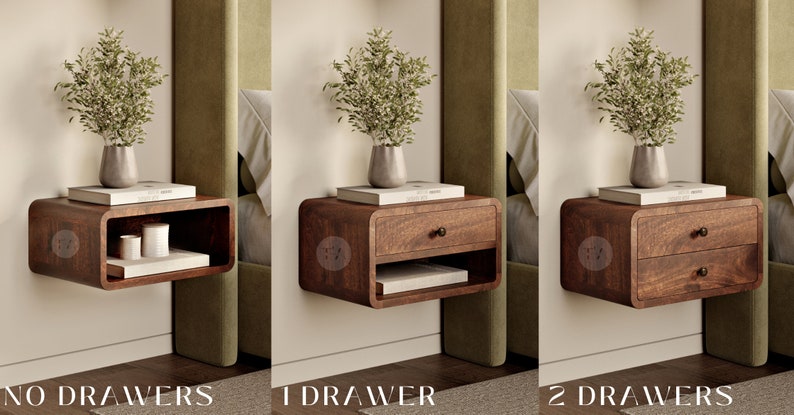 Mid Century Floating Nightstand Bedroom • Modern Floating Bedside Table ...