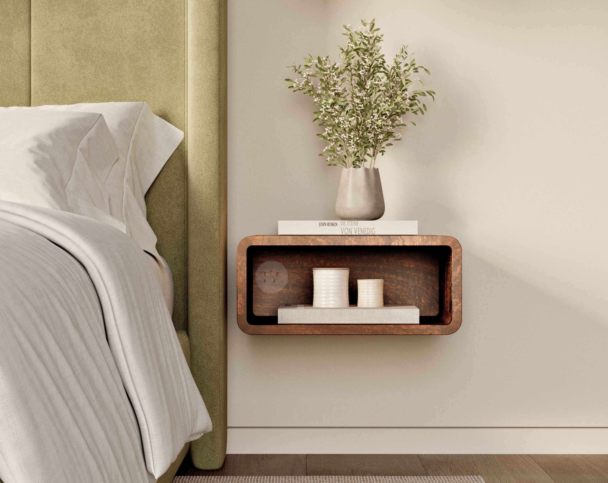Minimalist Floating Nightstand Open Shelf • Floating Rectangular ...