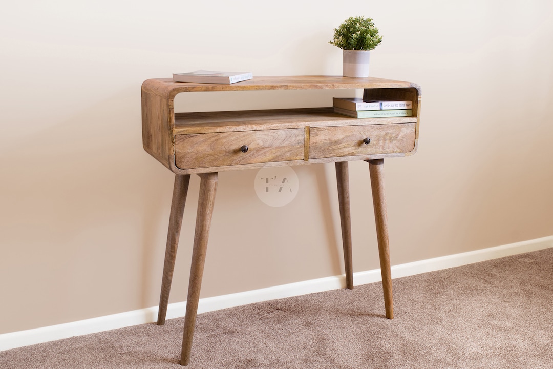 Console Table With Shelf • Mango Wood Console Table Oak Finish ...