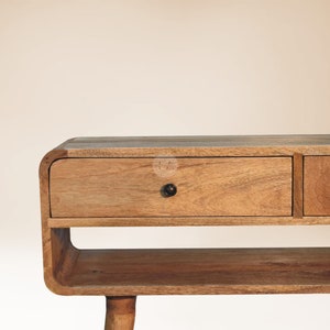 Rounded Edge Console Table With Shelf Large Narrow Console Table in Oak ...