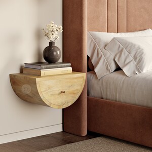 Curved Floating Bedside Table Arch • Mid Century Floating Nightstand ...