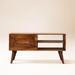 Scandinavian TV Stand With Shelves on Side Wooden Tv Stand Tv Bench ...