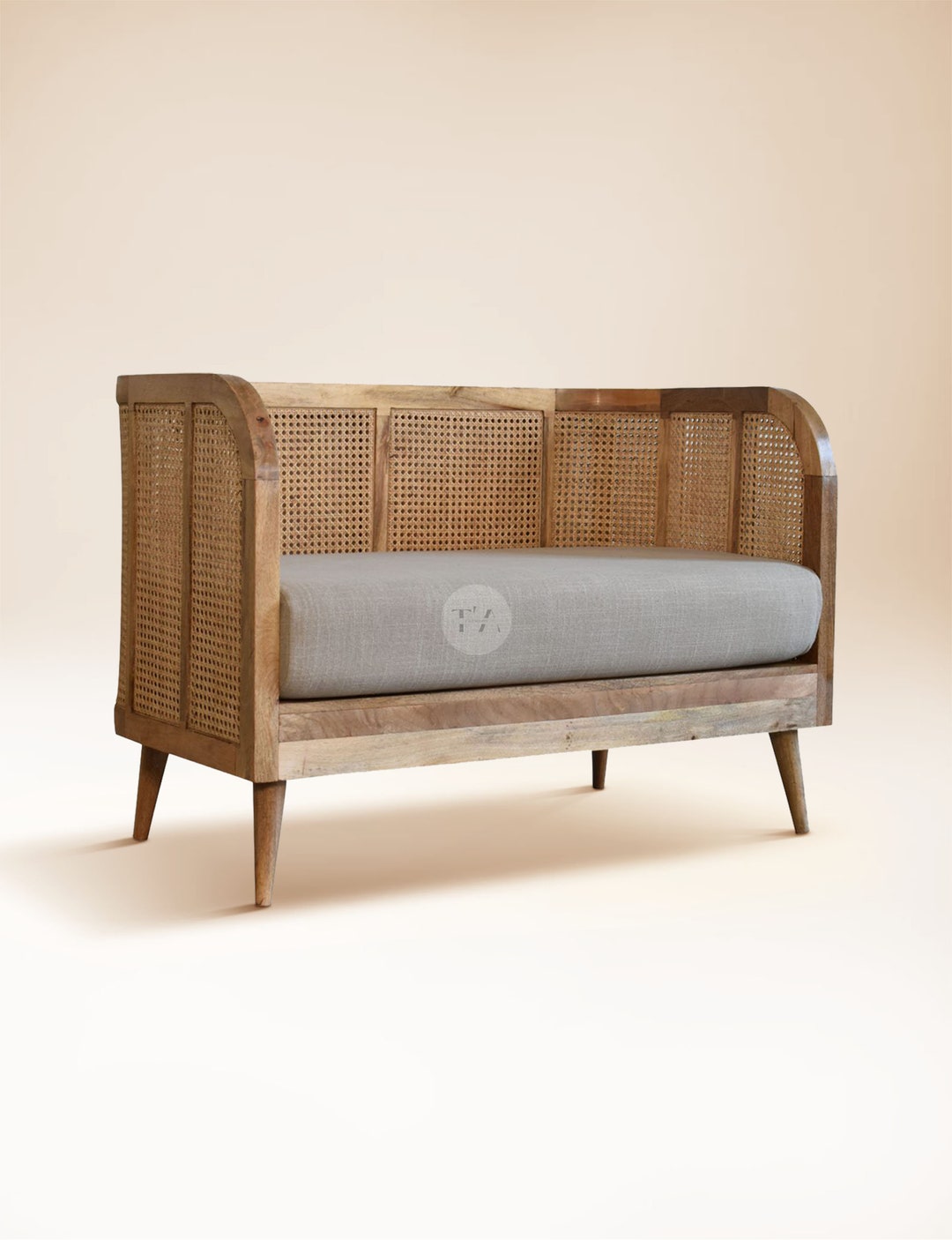 Boho Sofa for Living Room Rattan Love Seat for Cabin Hallway Seating ...