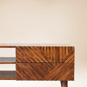 Scandinavian TV Stand With Shelves on Side Wooden Tv Stand Tv Bench ...