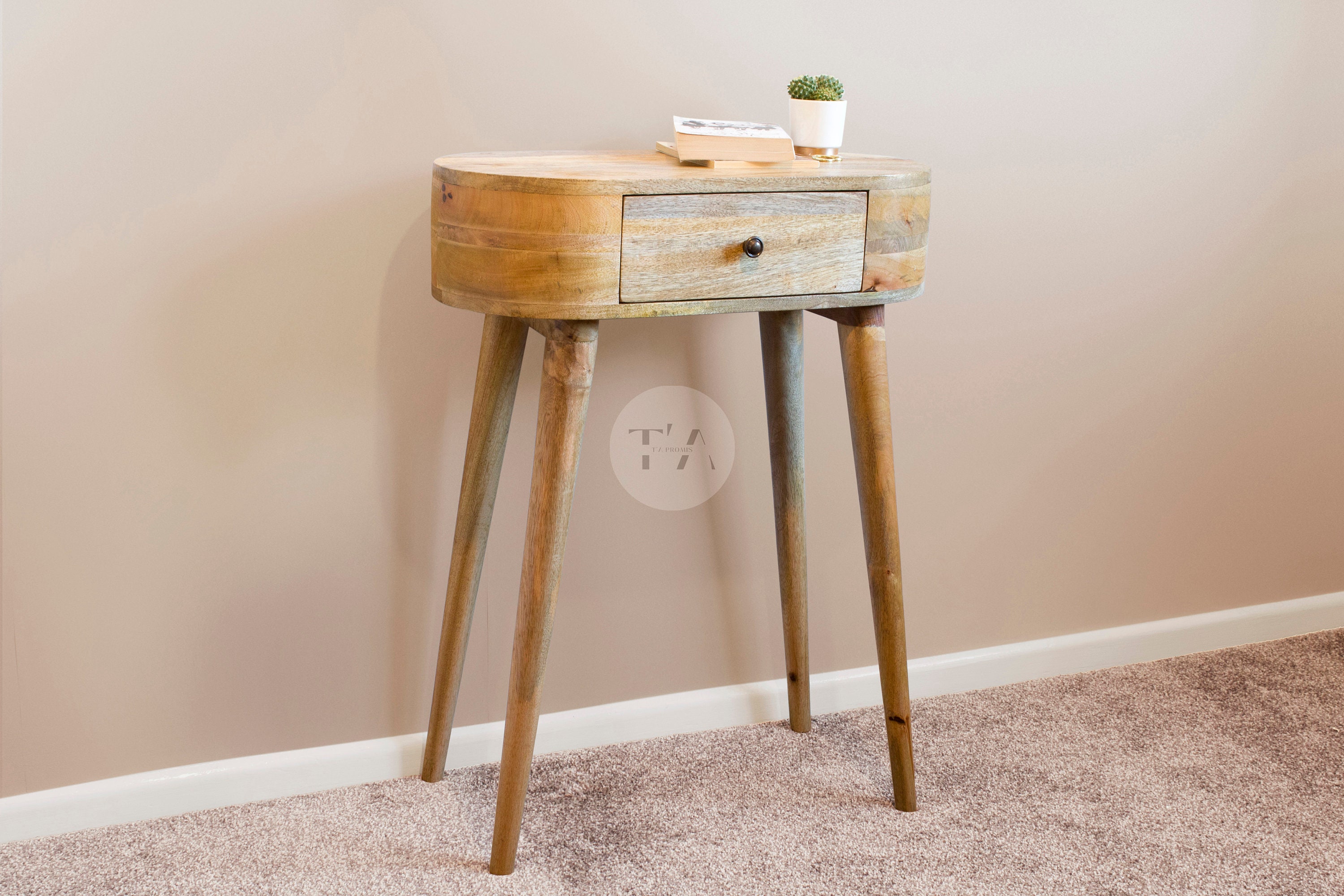 Small Mid Century Dressing Table Without Mirror Bedroom Dressing Table Desk Round Vanity Table With Drawer Console Table Small Space Etsy