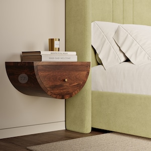 Curved Floating Bedside Table Arch Mid Century Floating Nightstand ...