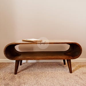 Tv Stand Side Table • Rounded TV Stand Open Shelf • Curved TV Stand ...