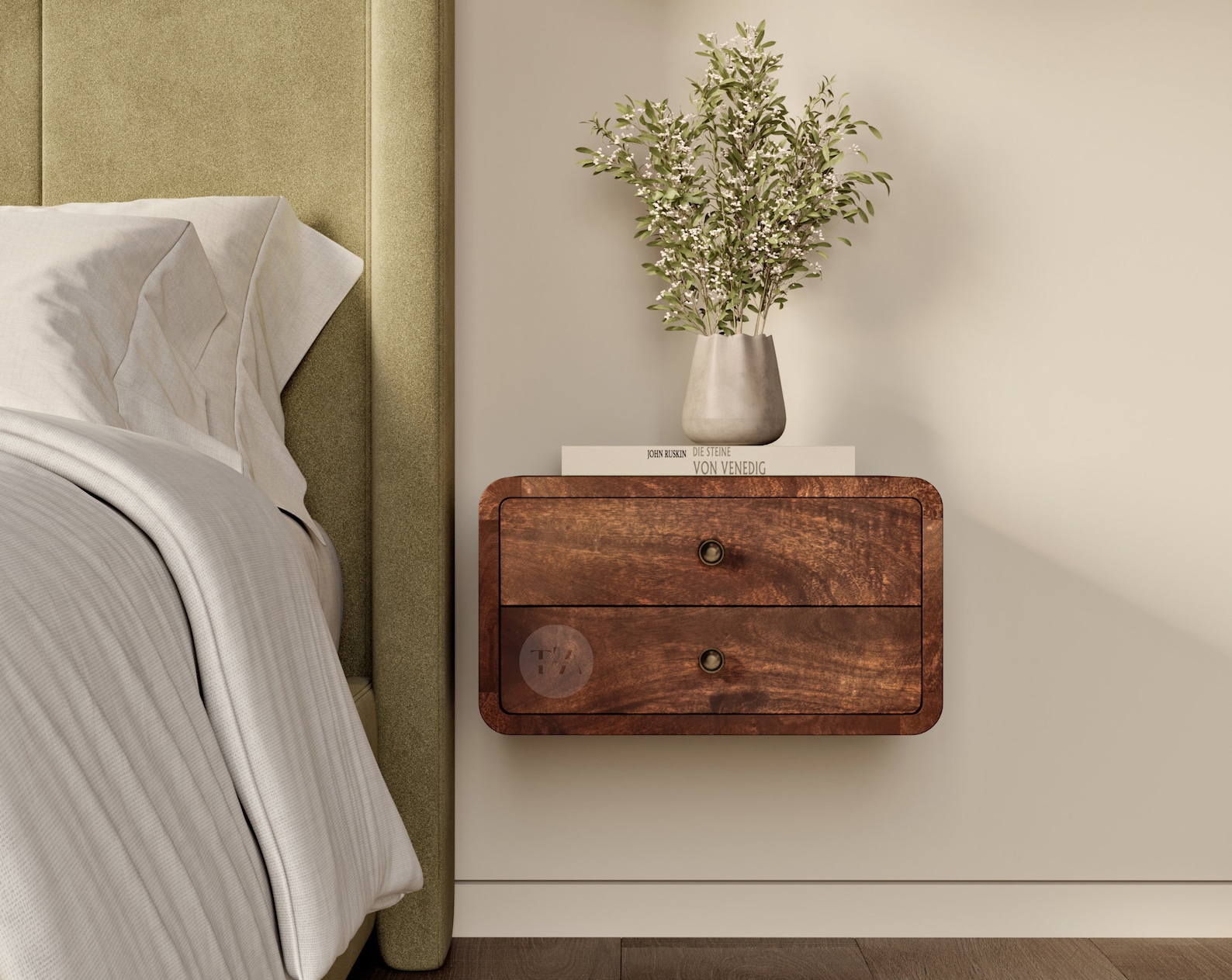 Mid Century Floating Nightstand Bedroom • Modern Floating Bedside Table ...