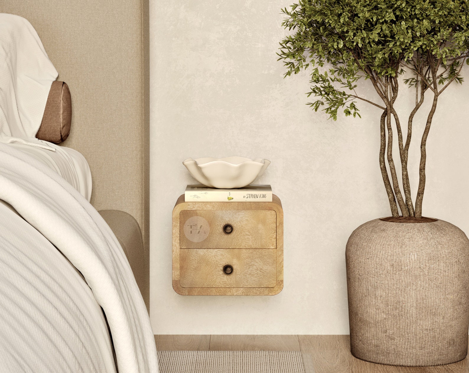 Scandinavian Floating Nightstand • Small Wooden Floating Nightstand Oak ...