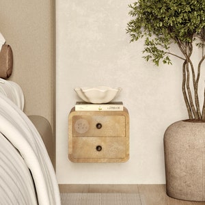 Scandinavian Floating Nightstand • Small Wooden Floating Nightstand Oak ...