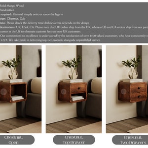 Narrow Floating Nightstand Solid Wood Shelf • Small Rustic Bedside ...