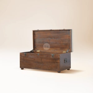 Upholstered Blanket Box Bench Rustic Storage Bench With Cushion Wooden ...