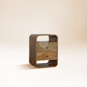 Curved Edge Bedside Table No Assembly Nightstand With Shelves and 2 ...