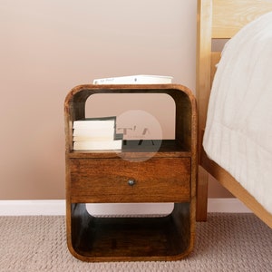 Bedside Table With Shelves Curved Bedside Table Unique Modern Farmhouse ...