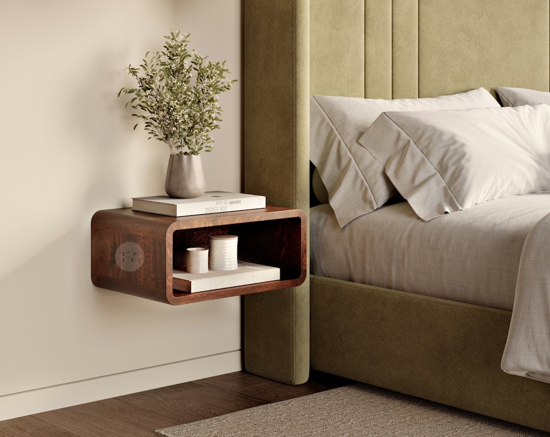 Minimalist Floating Nightstand Open Shelf • Floating Rectangular ...