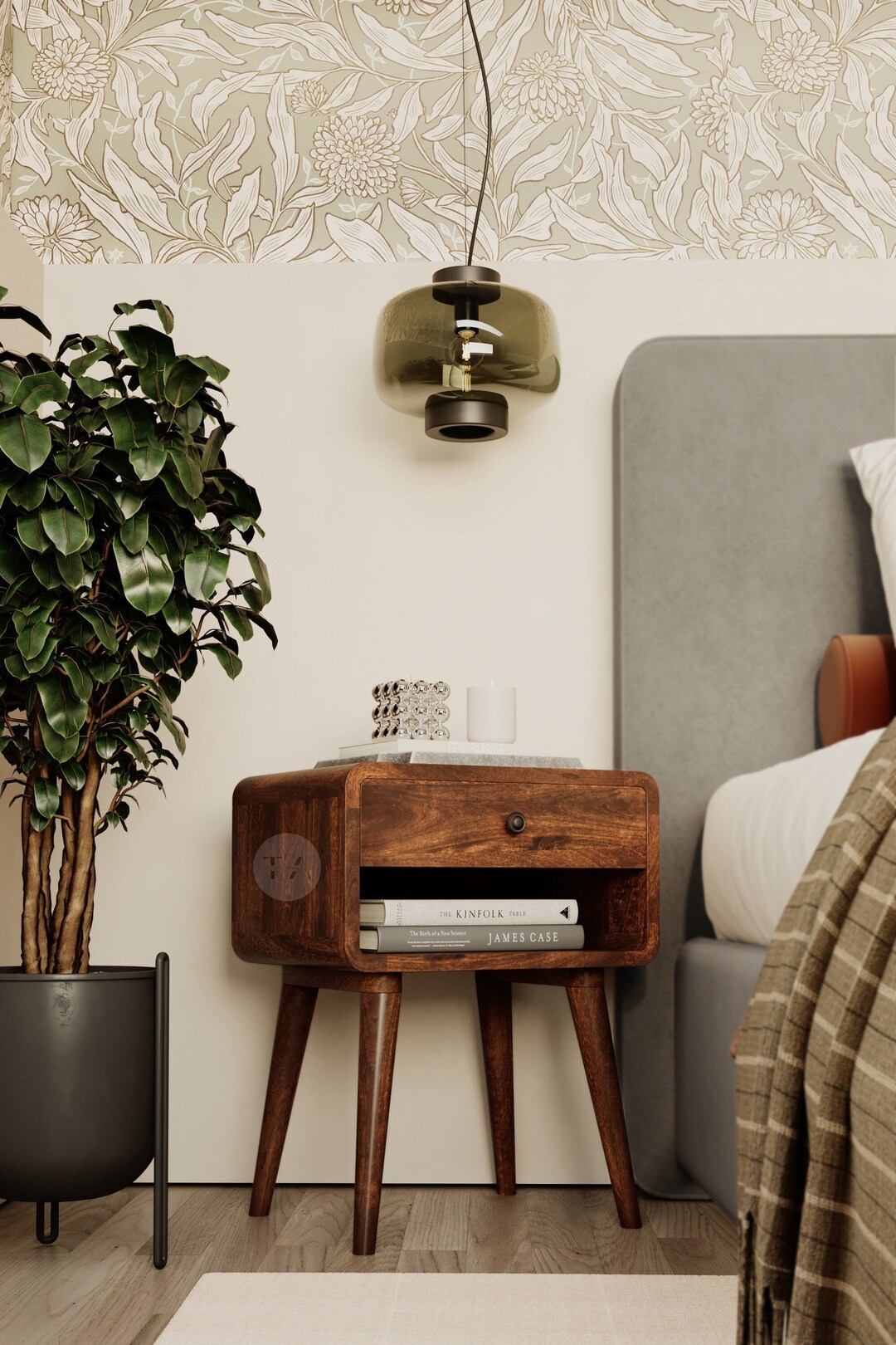 Danish Modern Nightstand • Dark Brown Wood Bedside Table • Mid Century ...