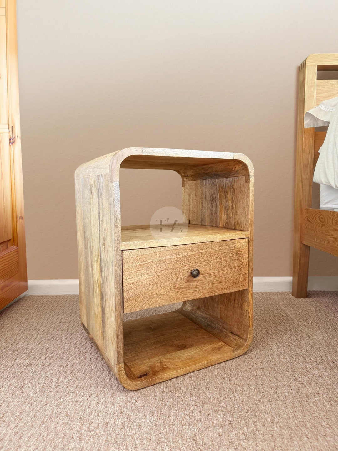 Bedside Table With Drawers and Shelves • Bedside Table Storage Small ...