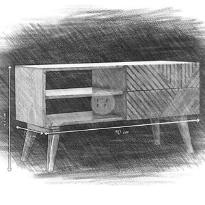 Scandinavian TV Stand With Shelves on Side Wooden Tv Stand Tv Bench ...