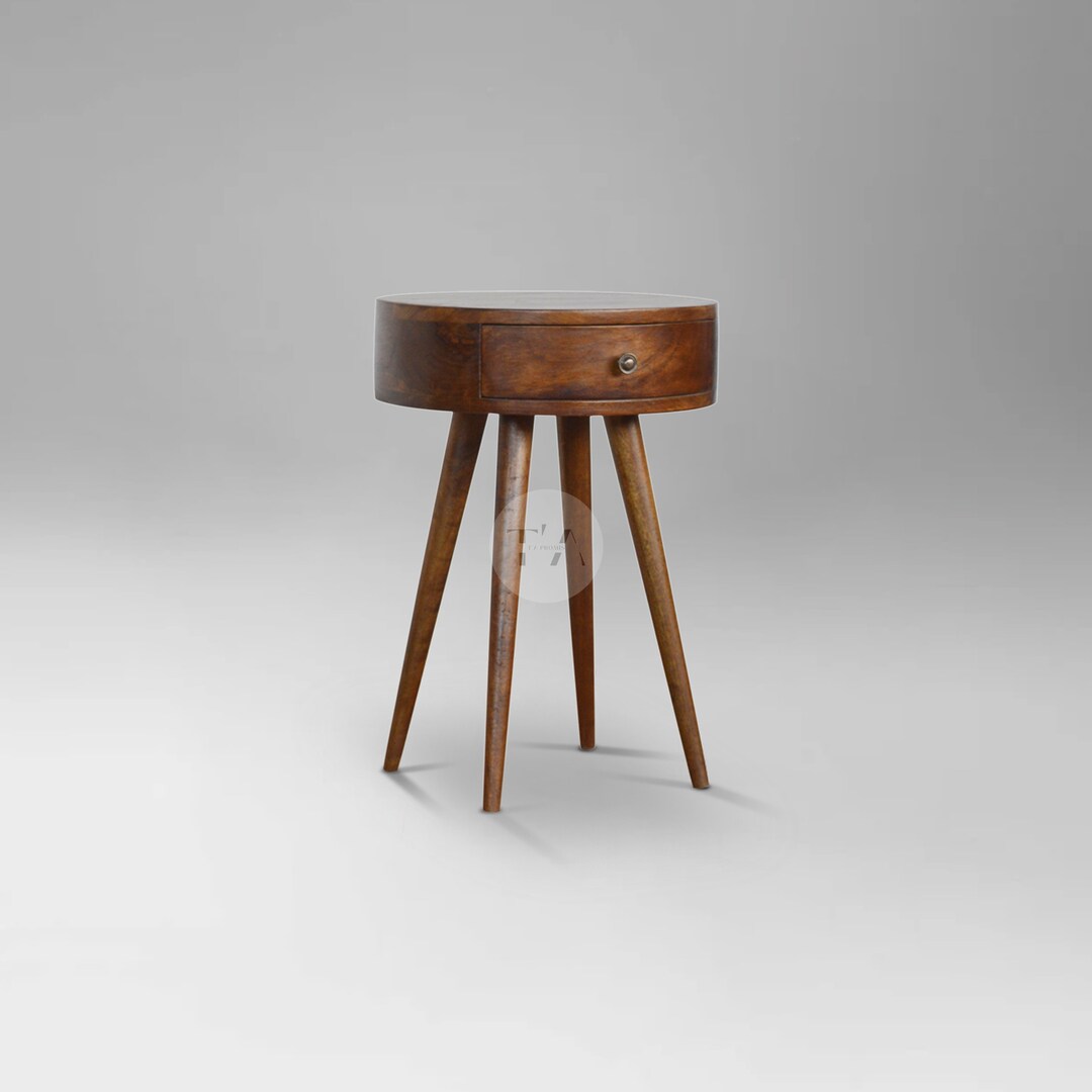 Circular Bedside Table Round Bedside Table Slim Bedside - Etsy UK