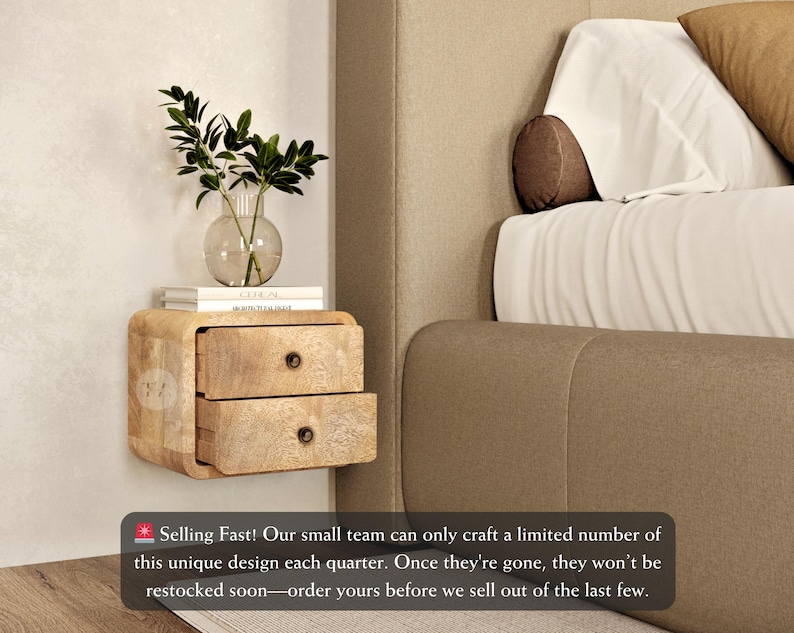 Scandinavian Floating Nightstand • Small Wooden Floating Nightstand Oak ...