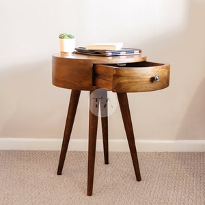 Circular Bedside Table • Round Bedside Table • Slim Bedside Table ...