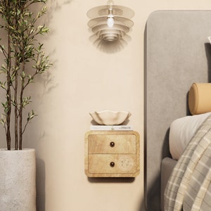 Scandinavian Floating Nightstand • Small Wooden Floating Nightstand Oak ...