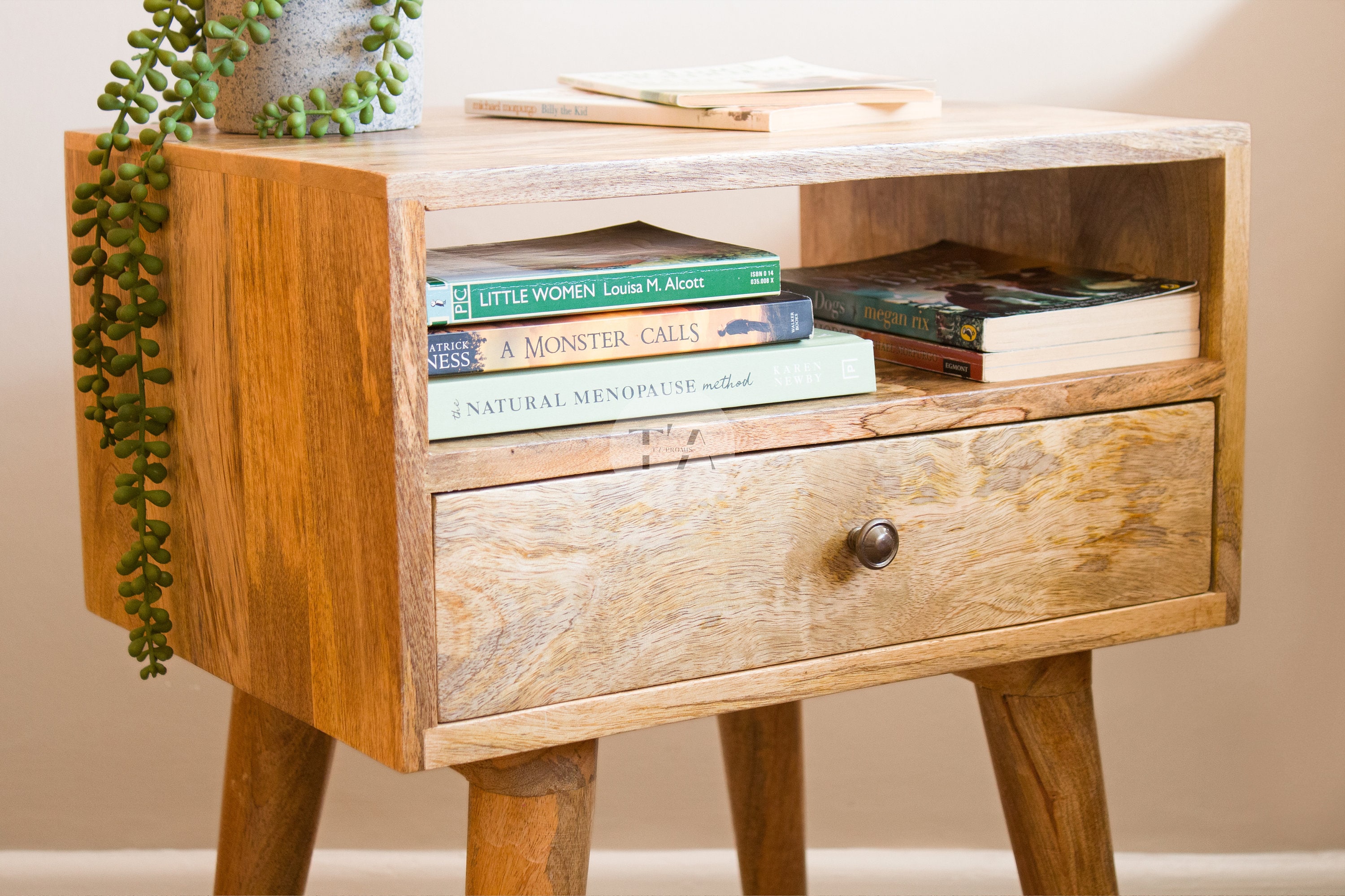 Nordic Bedside Table With Shelf Scandi Bedside Table With - Etsy UK