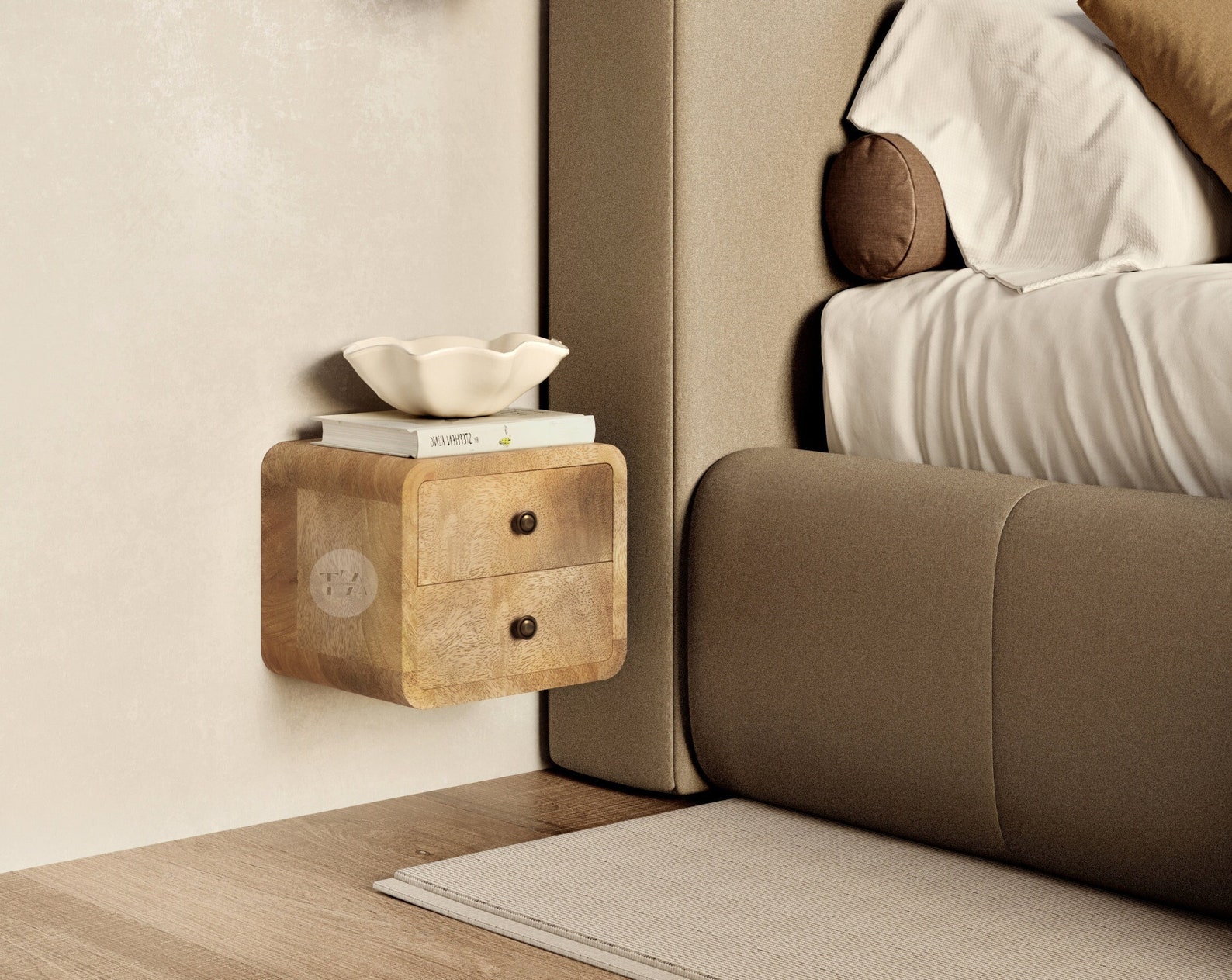 Scandinavian Floating Nightstand • Small Wooden Floating Nightstand Oak ...