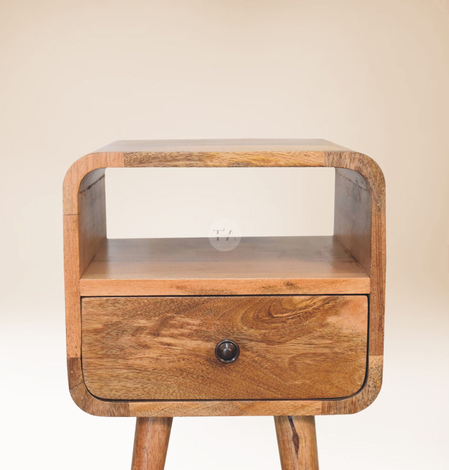 Small Curved Bedside Table With Open Shelf Minimalist - Etsy UK