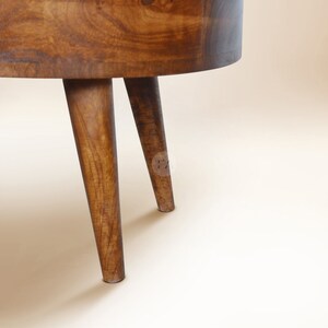 Round Coffee Table Dark Brown Coffee Table Rounded Corner Curved Wooden ...