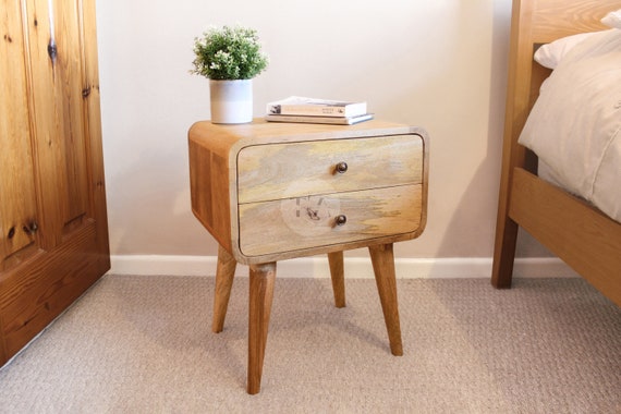 Bedside Cabinet Wooden Bedside Table Light Wood Bedside Table Round Bedside Table Bedside Table Oak Look Nightstand with Drawers Etsy