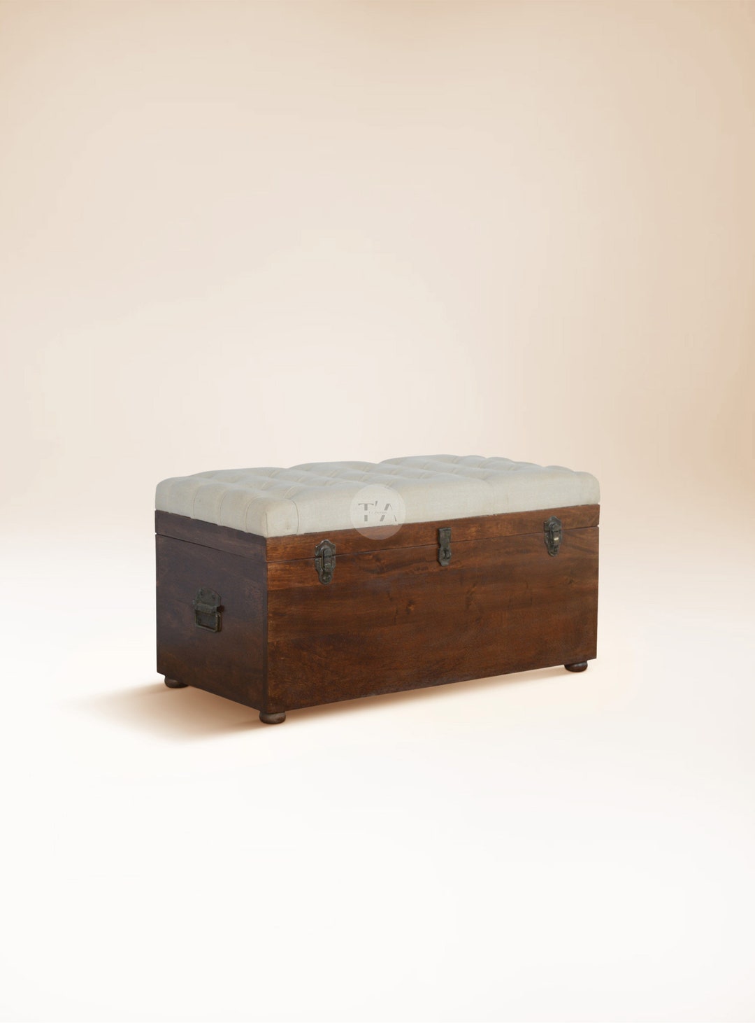 Upholstered Blanket Box Bench Rustic Storage Bench With Cushion Wooden ...