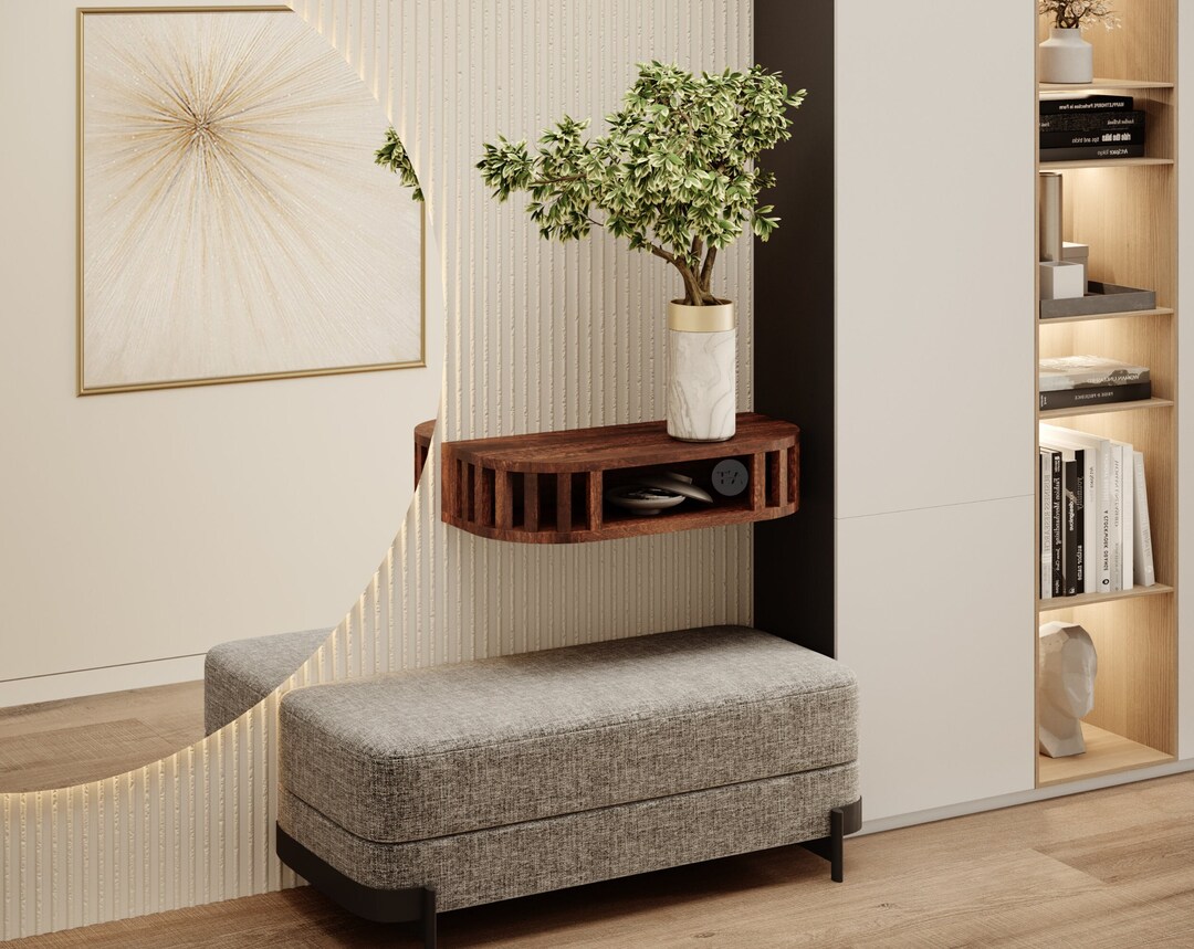 Mid Century Modern Console Table Floating • Rustic Wood Console Table ...