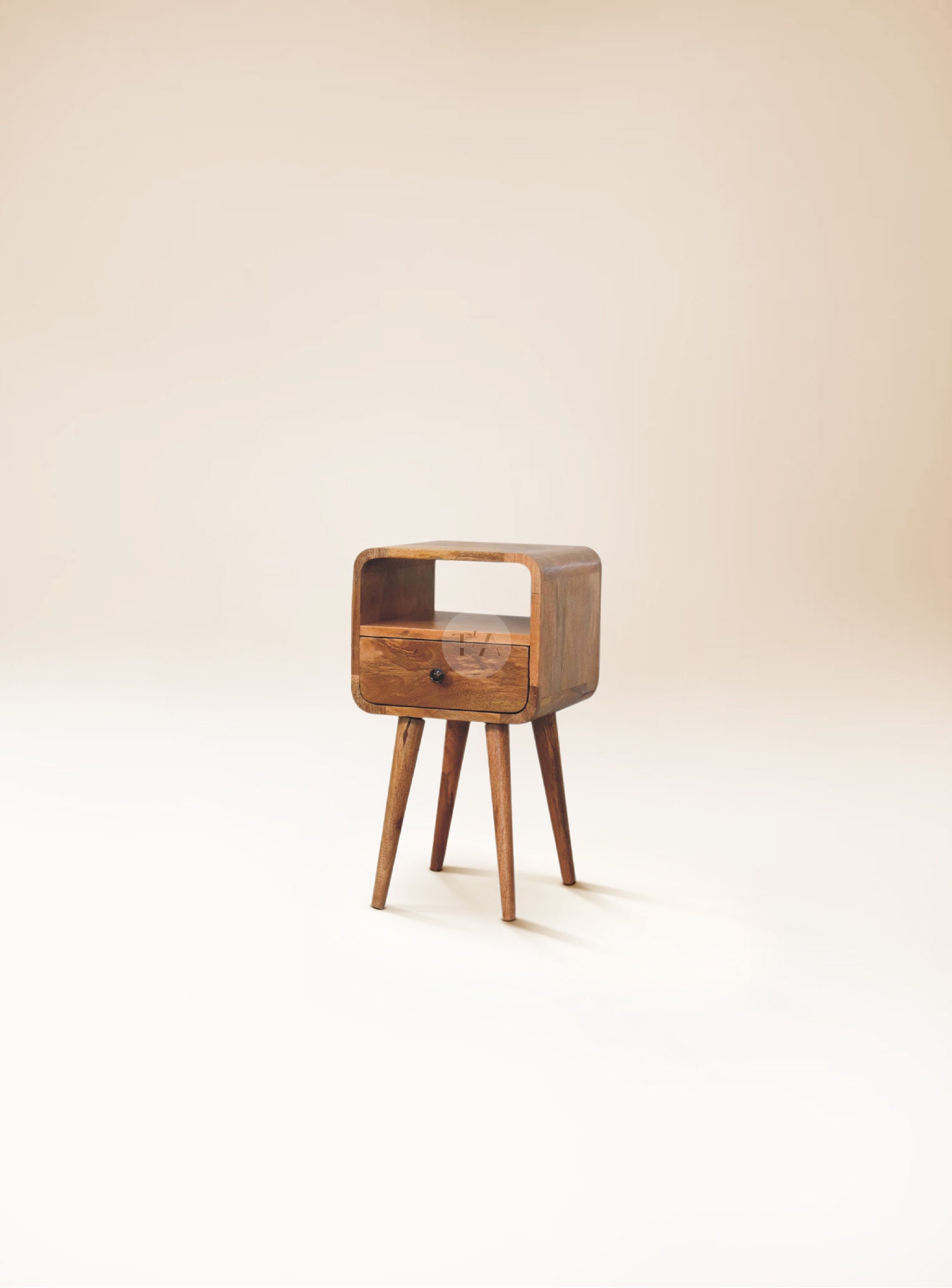 Small Curved Bedside Table With Open Shelf Minimalist - Etsy UK