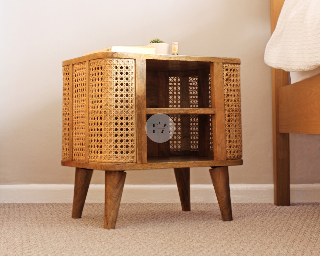 Rattan Bedside Table • Boho Bedside Table • Rattan Side Table • Rattan ...