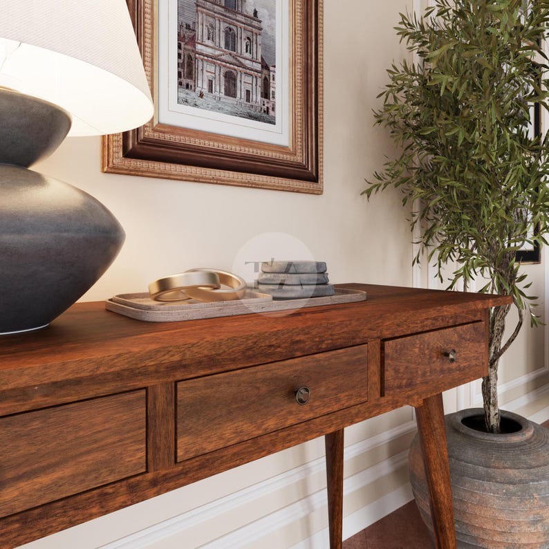 Desk Dressing Table Combination • Long Desk Rustic • Nordic Writing ...